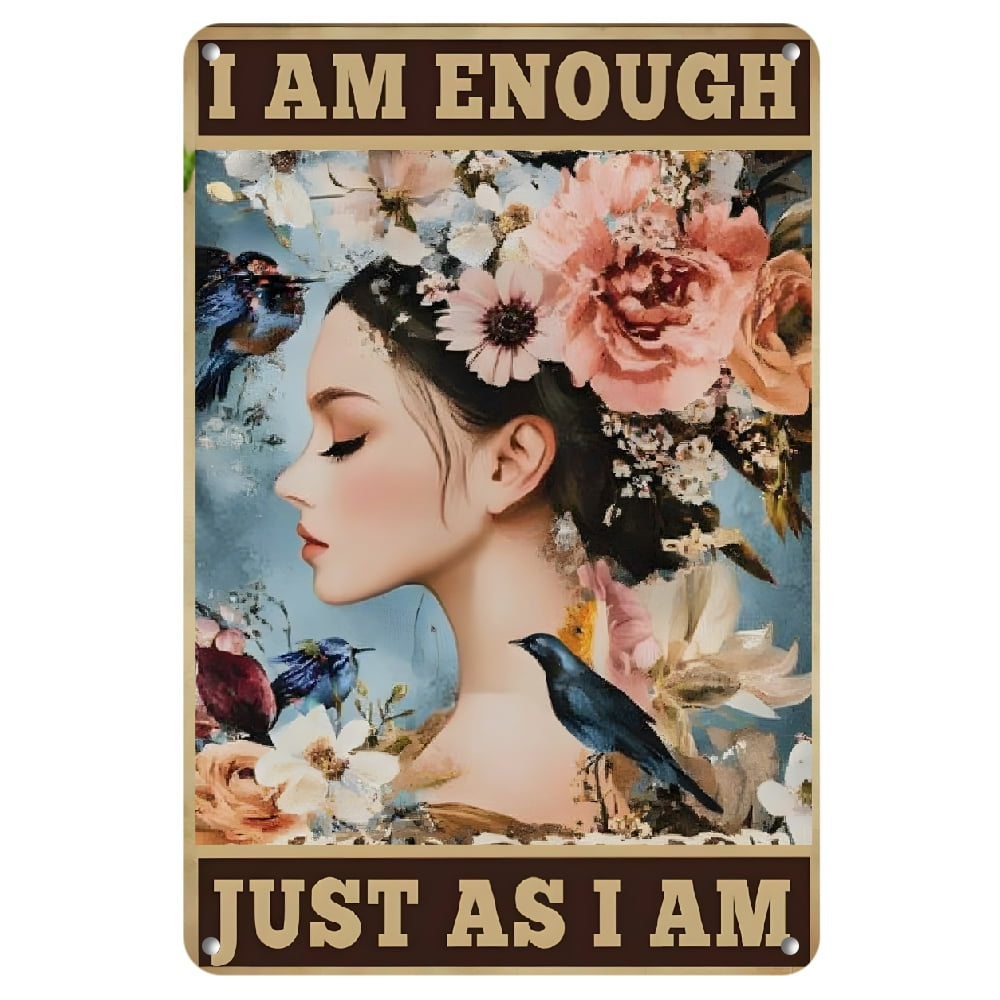1pc Inspirational Quotes Metal Wall Art - 'I Am Enough' Positive ...