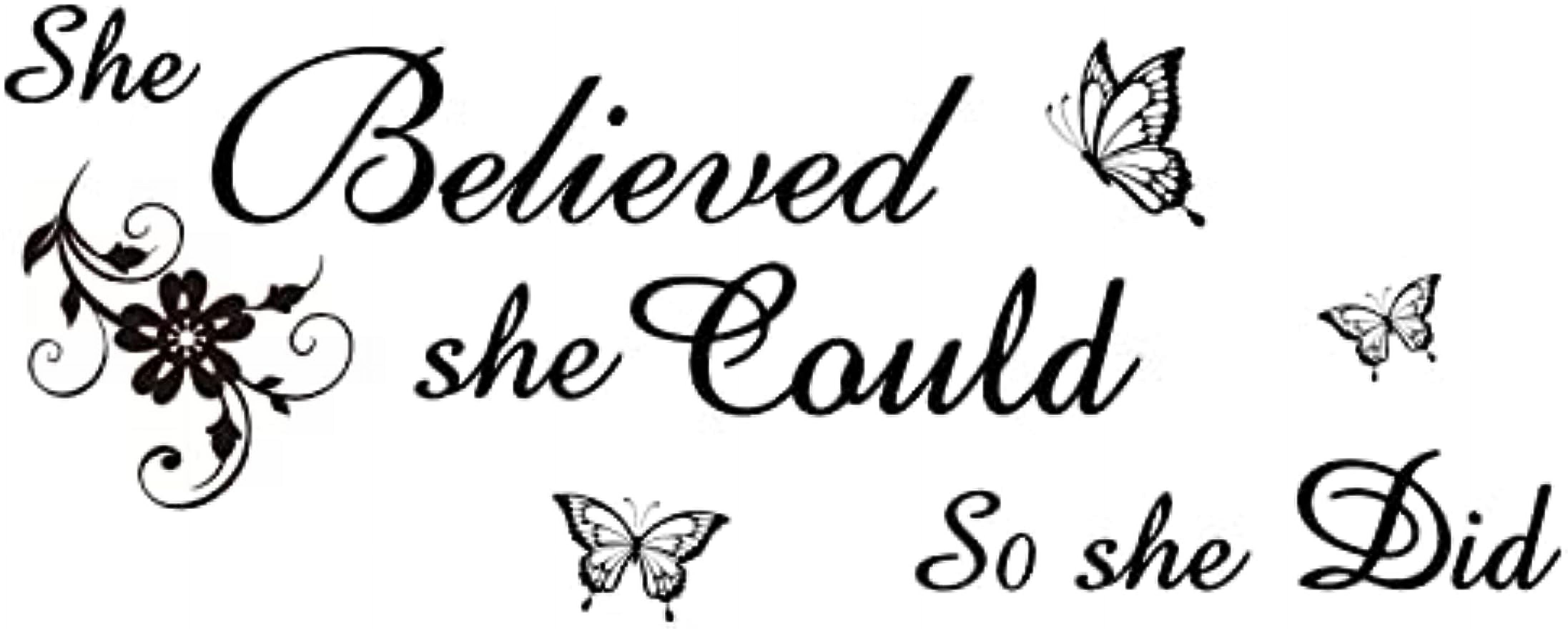 1pc Inspirational Quotes Wall Decals She Believed She Could So She Did ...