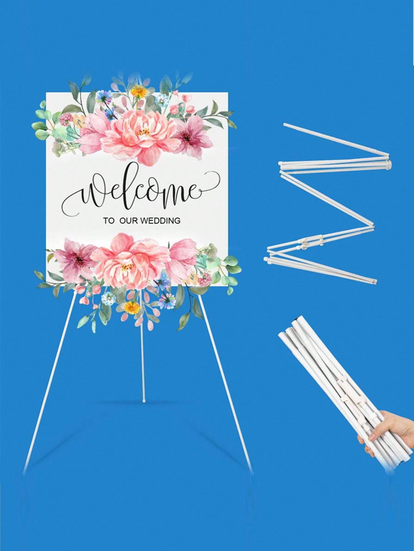 1pc Iron Folding Easel Display Stand Welcome Poster Stand Wedding Photo ...