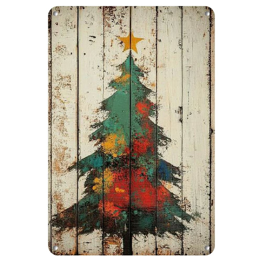 1pc Iron Rustic 3D Christmas Tree Sign", Vintage Wall Art, Festive Room ...