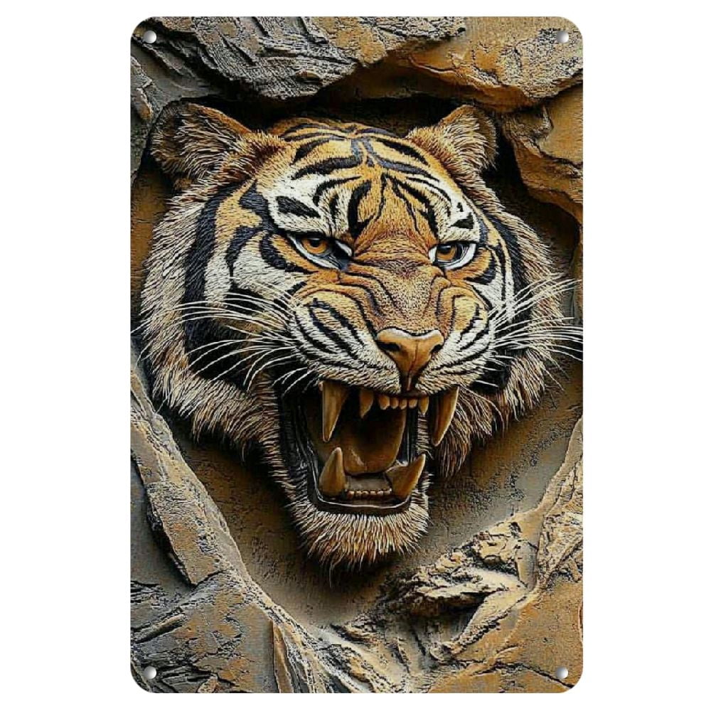1pc Iron Vintage Saber-Toothed Tiger Wall Art Peace Sign for Garage ...