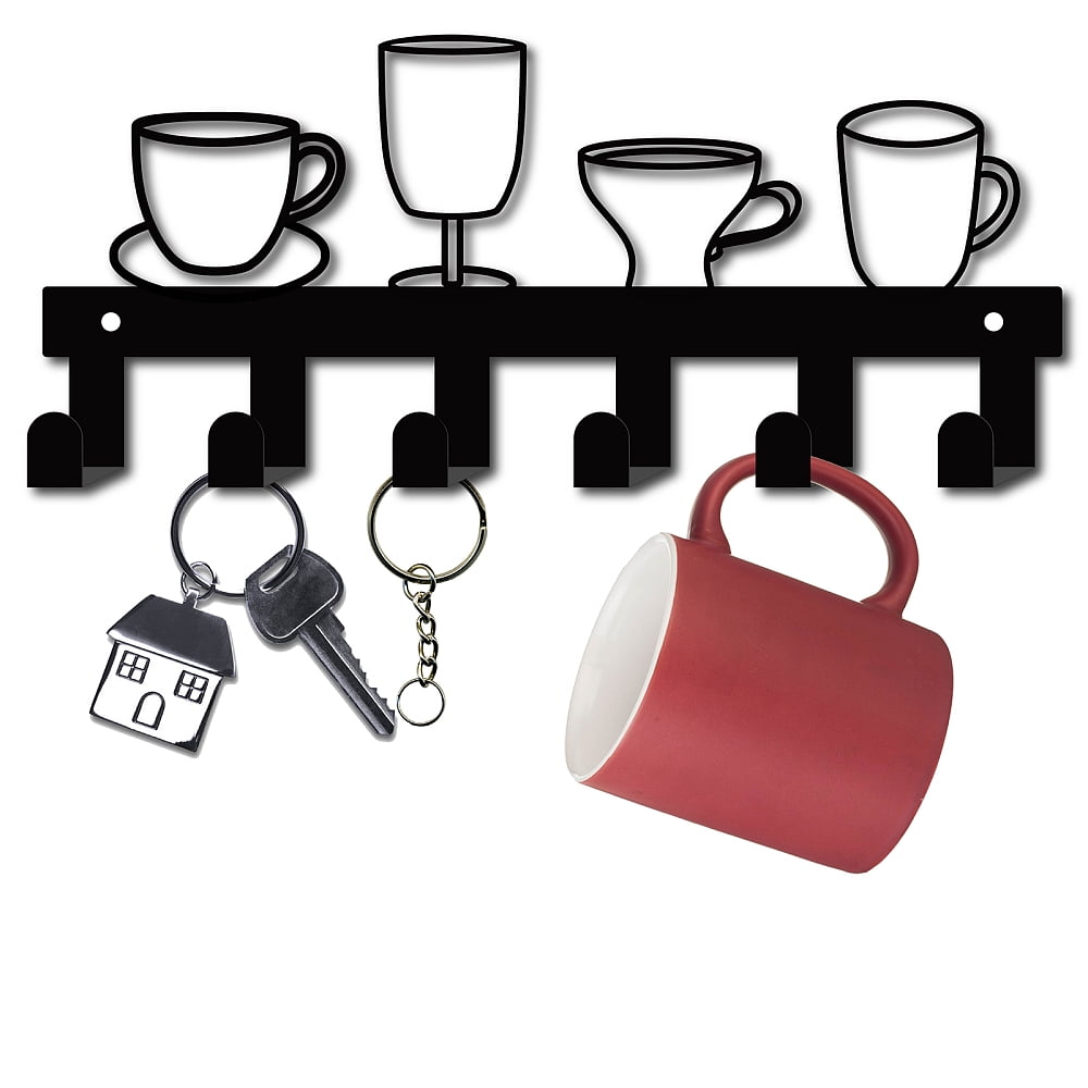 1pc Iron Wall Mounted Hook Hangers Decorative Organizer Rack with 6 ...