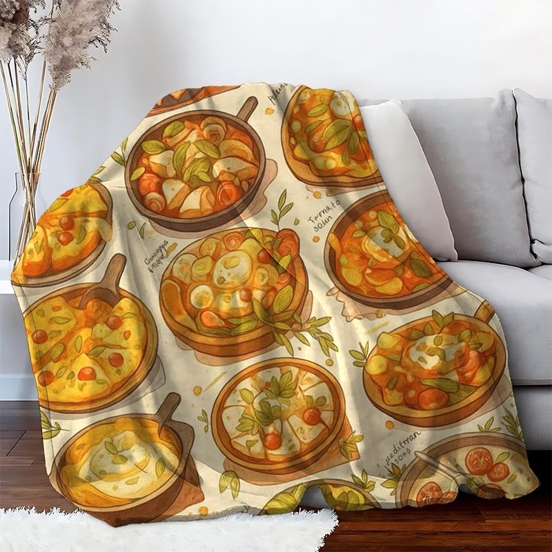1pc Italian Pasta & Italian Food-Themed Flannel Blanket - Cozy All ...