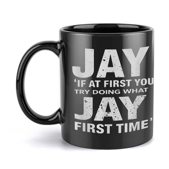 1pc JAY Coffee Mug Cup with Bold Jay Text Black with White Lettering ...