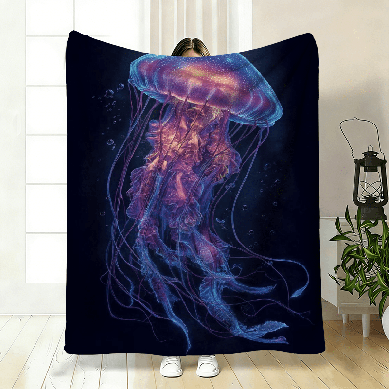 1pc a Jellyfish-Themed Blanket with a Dark HD Print. These Soft And ...