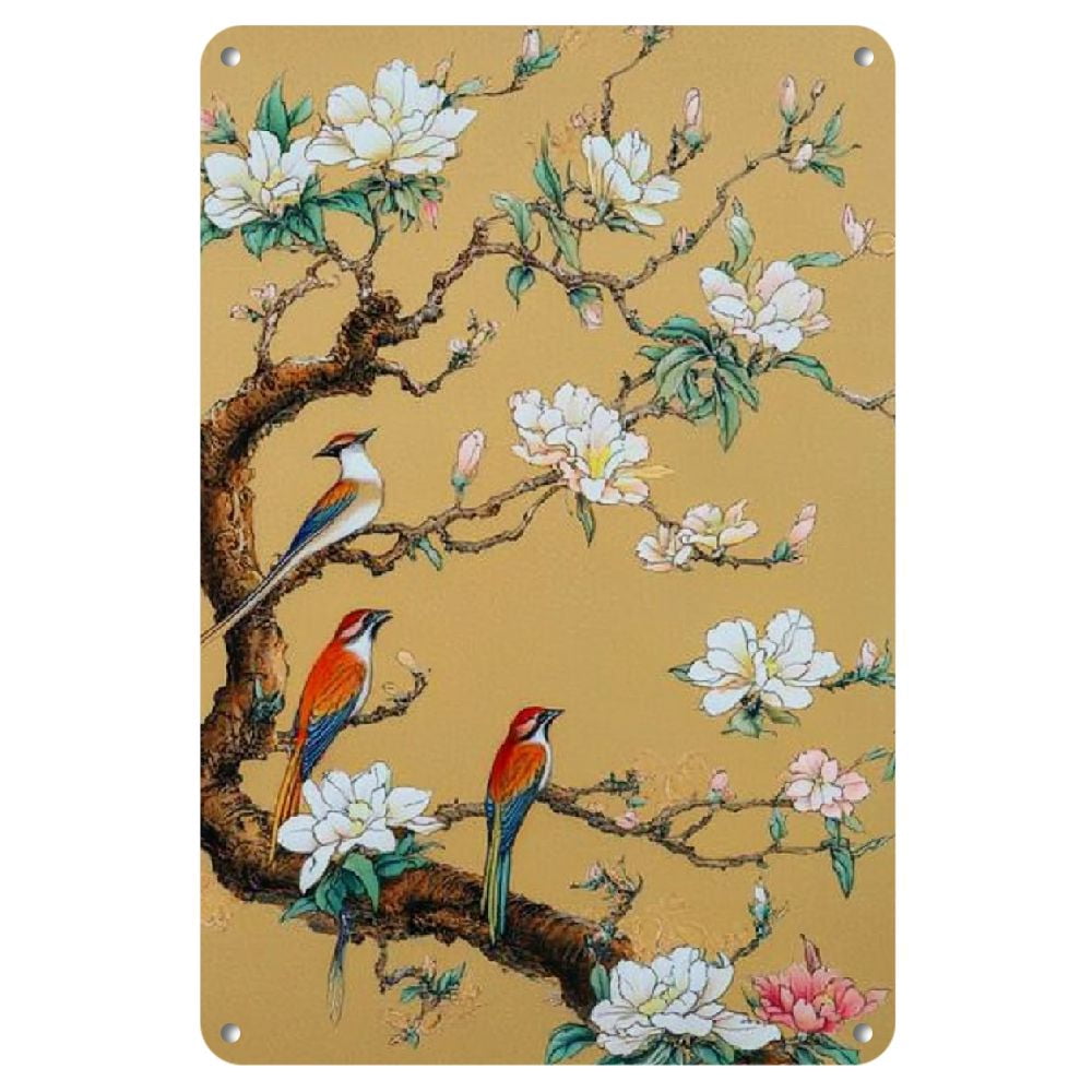1pc, Jit Iron Tinplate Picture, 8x12inch, Floral & Birds Wall Art ...