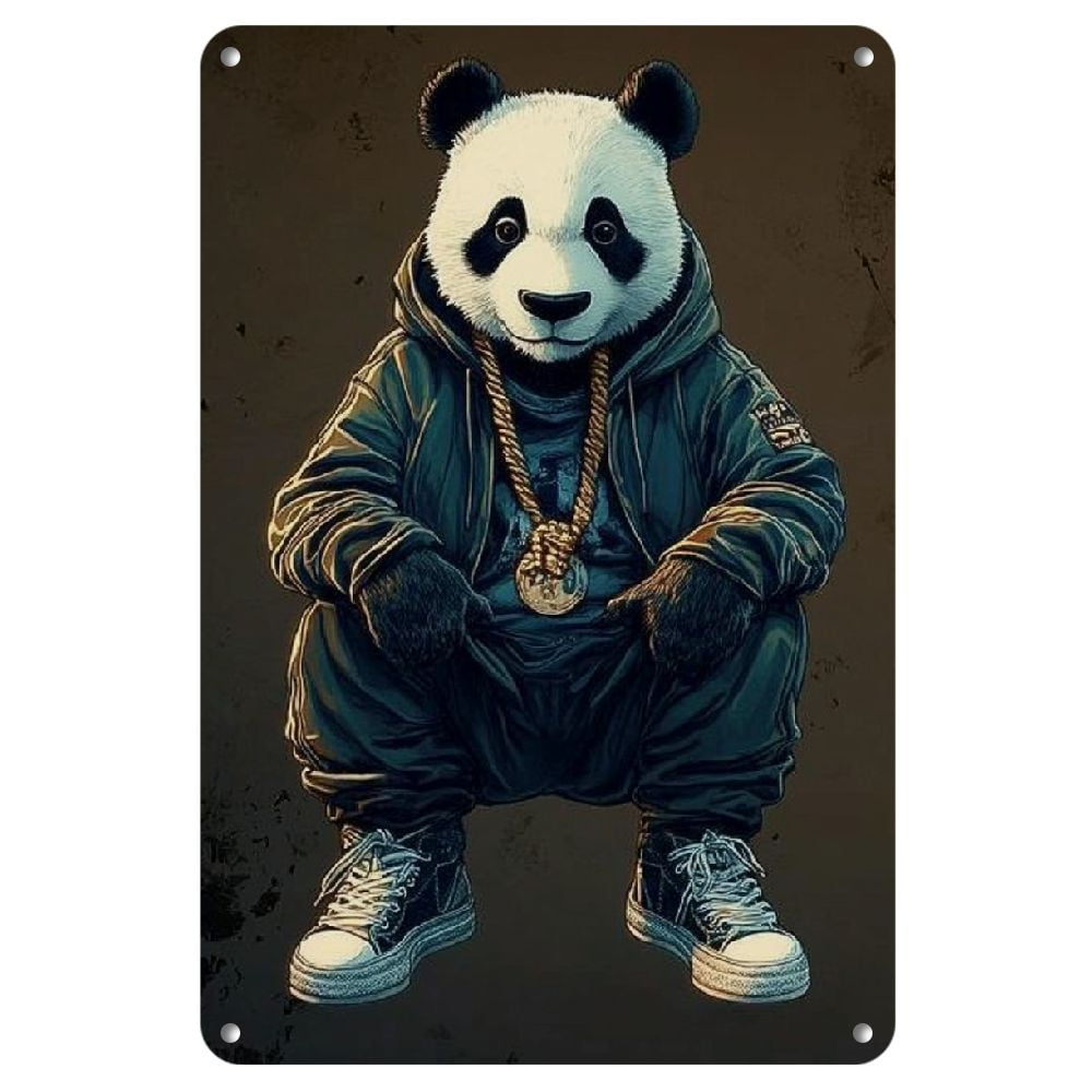 1pc, Jit Panda Hip-Hop Style Iron Sign, 8x12inch, Metal Wall Art, Urban Street Art, Home & Bar ...