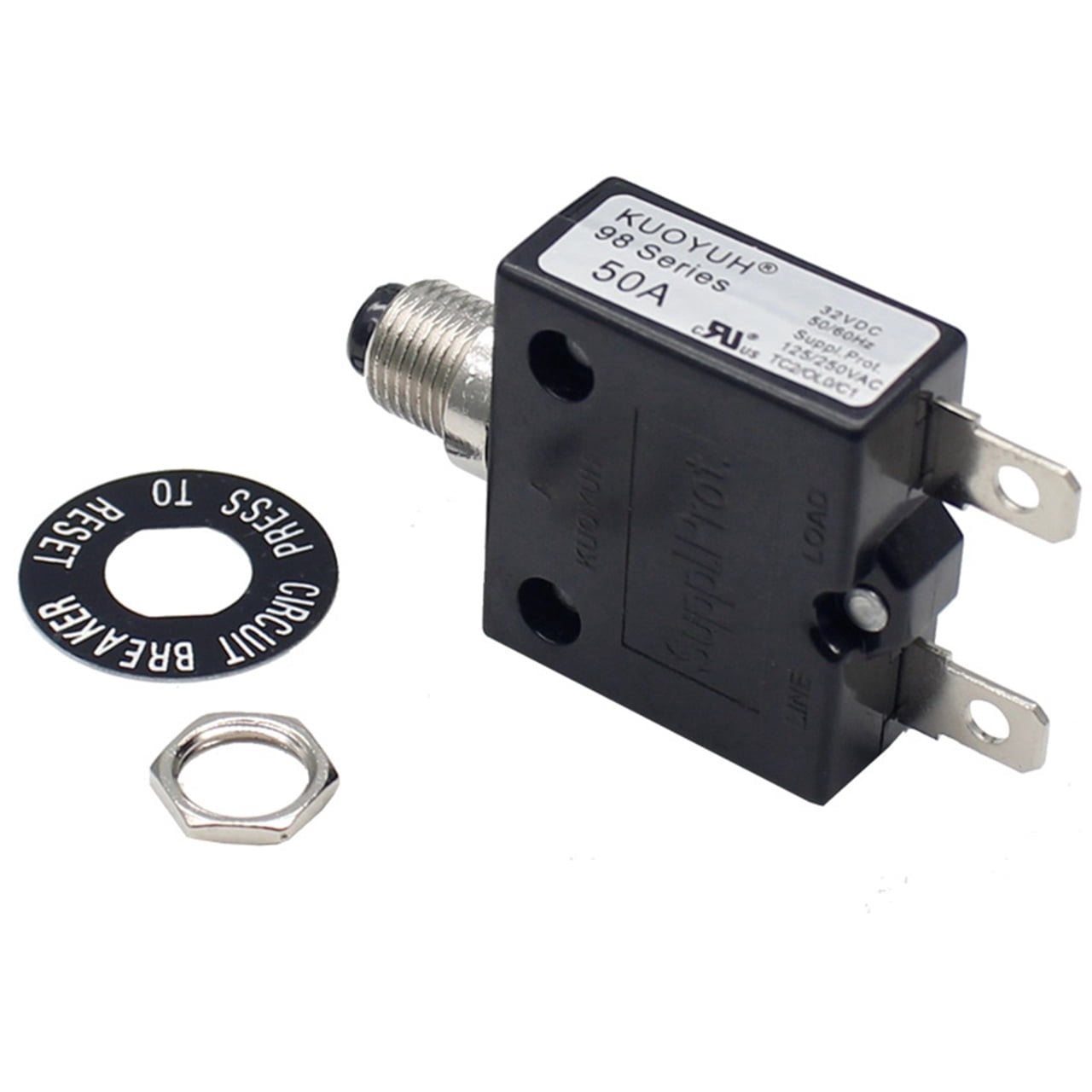 KUOYUH 98 Series, 3-70A (50A), 125/250VAC 32VDC, Push Button Manual ...