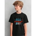 1pc Kids' American Flag Stars Print Black TShirt, Crew Neck, Casual ...