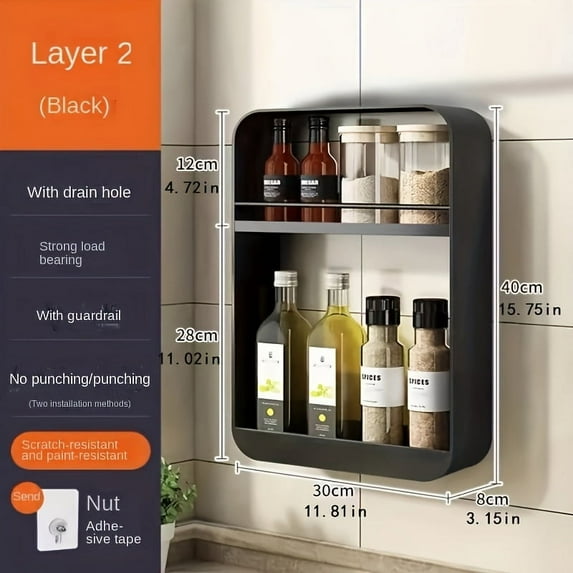 1pc Kitchen Wall-mounted Utensil Storage Rack, Punching-free Storage ...