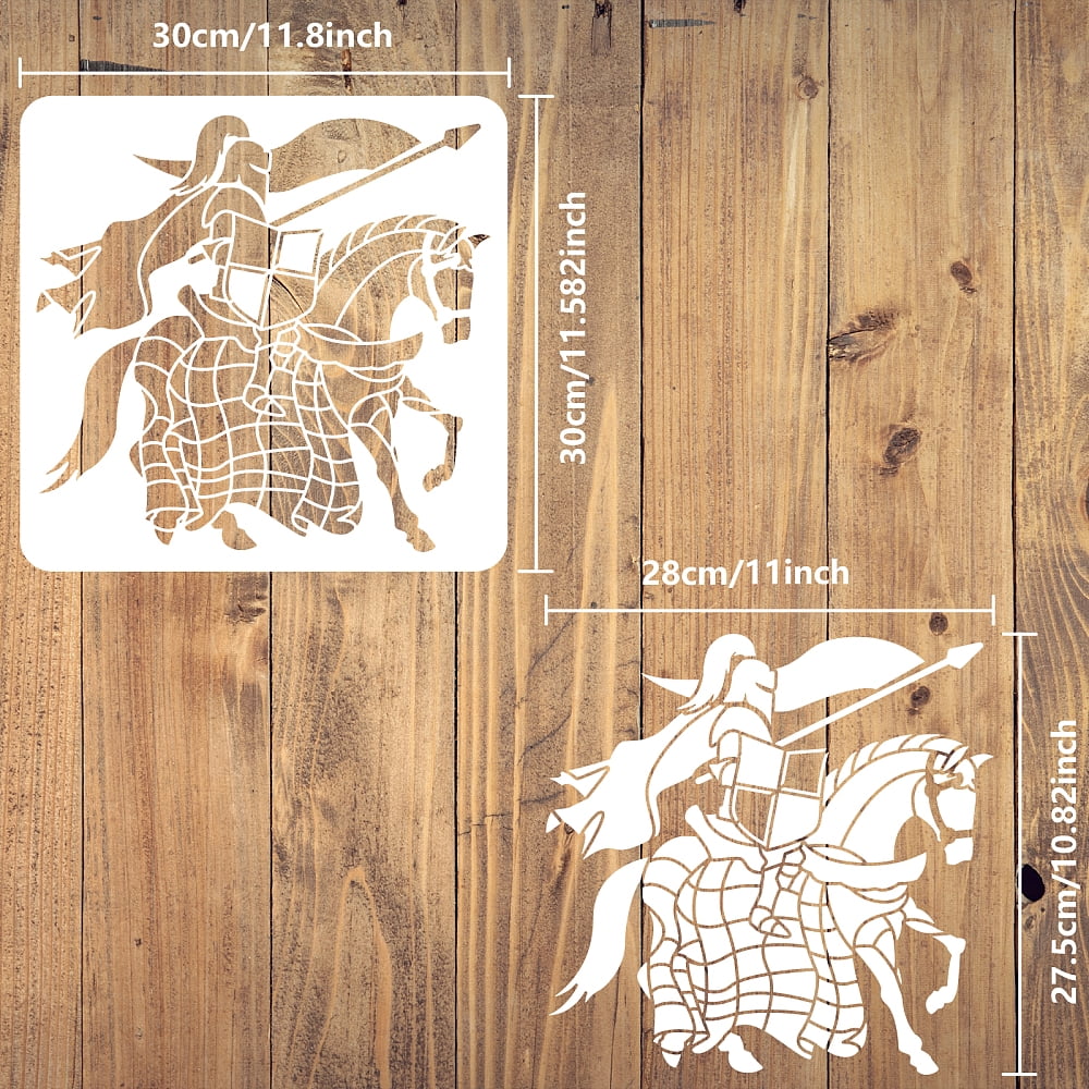 1pc Knight on Horse Stencils 11.8x11.8 inch Spears Shields Stencil ...