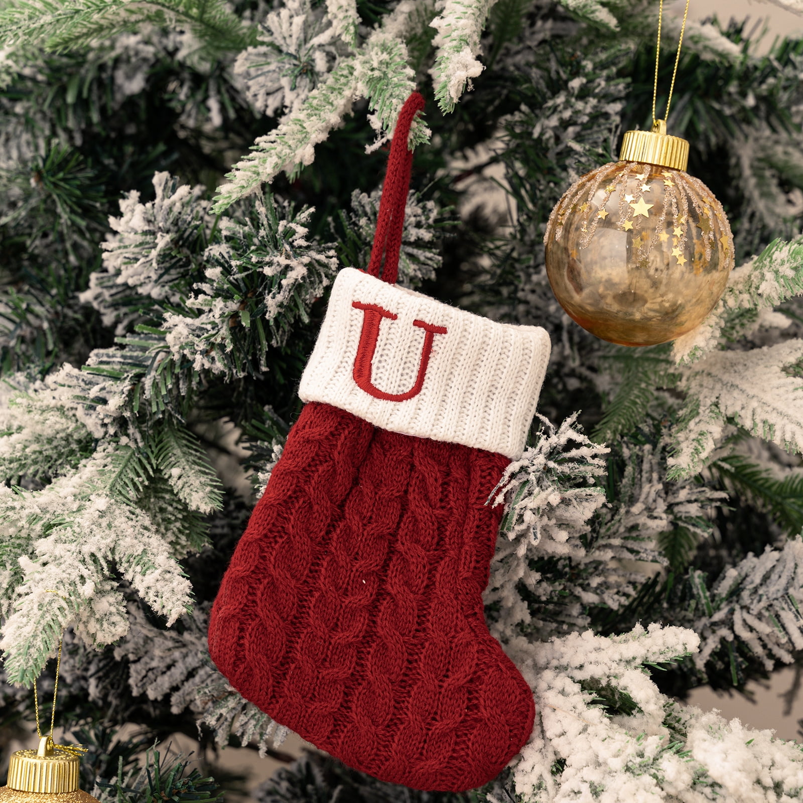 1pc, Knitted Letter Christmas Socks, Home Christmas Tree Ornaments ...