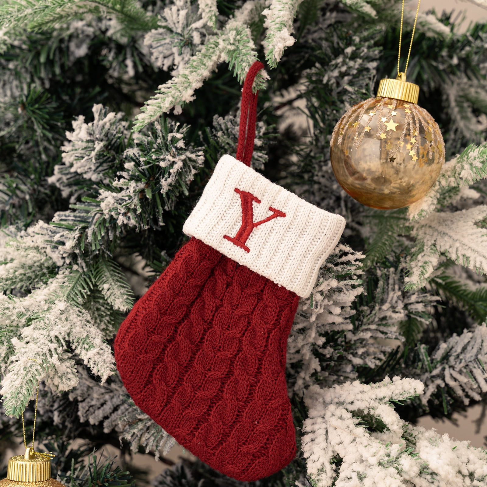 1pc, Knitted Letter Christmas Socks, Home Christmas Tree Ornaments, Christmas Decoration, Red ...