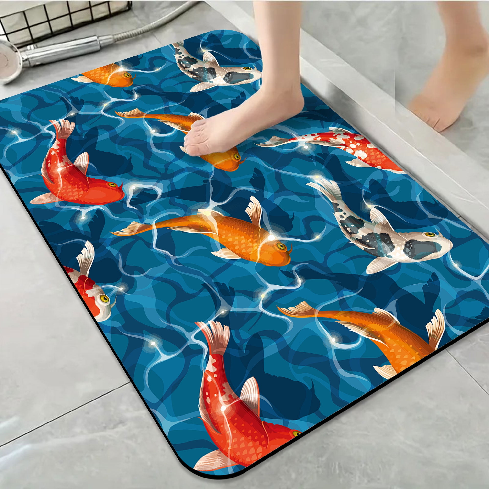 1pc Koi Fish Swimming Bathroom Rug Bathroom Decor and Accessories ...