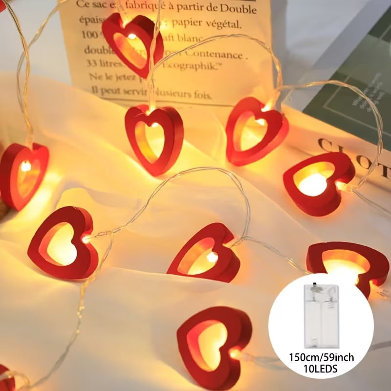 1pc LED Heart Shaped String Lights - Romantic Red Love Lights for ...