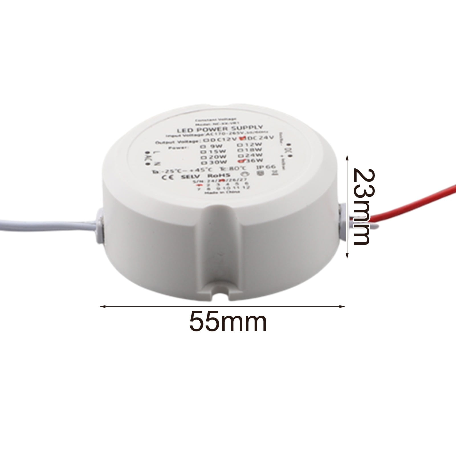 1pc LED Transformer 12V/24V 36W IP66 Mini Ring LED Constant Voltage ...
