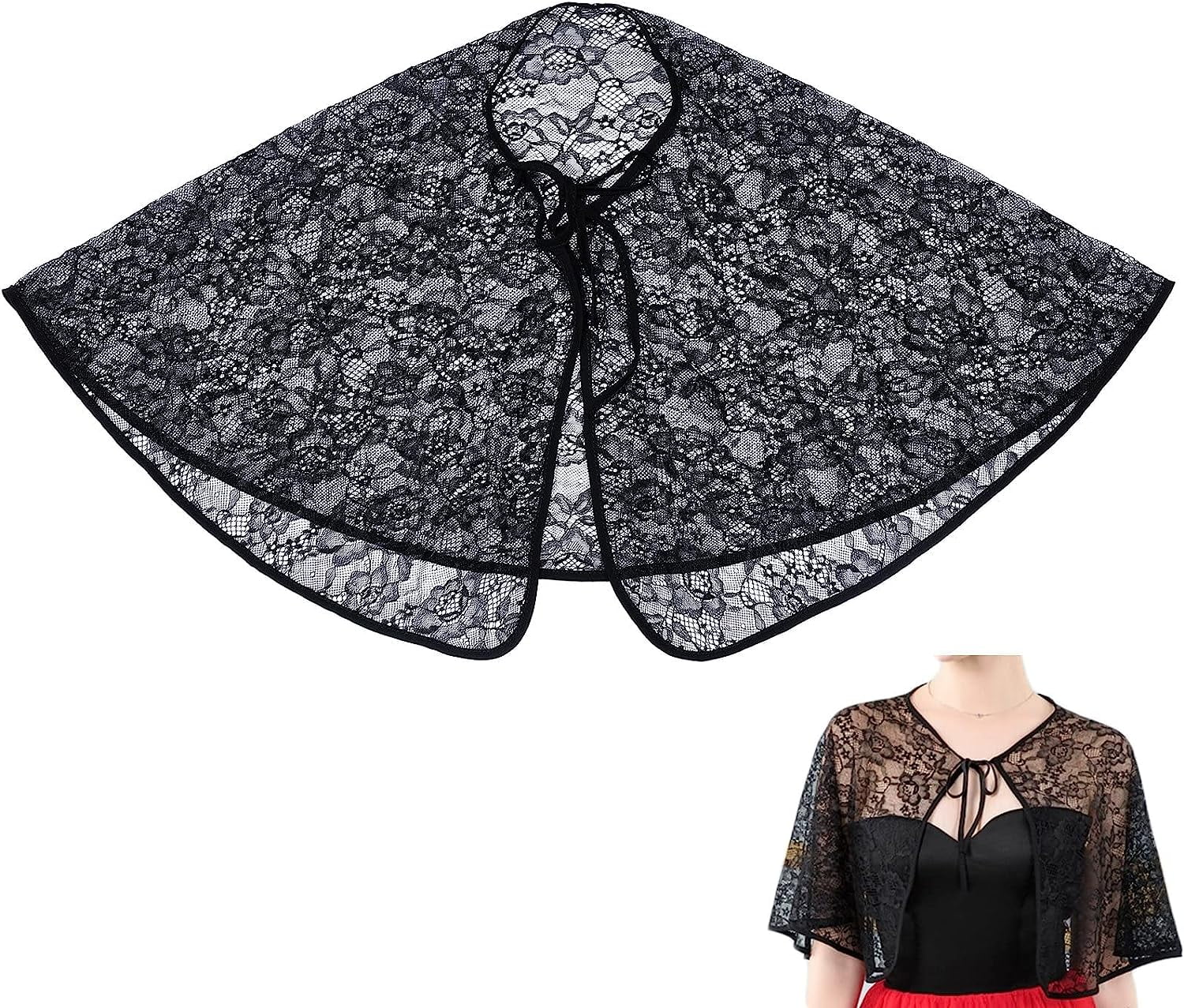 1pc Lace Wedding Shawl Wrap Black Women Evening Cape Bridal Shoulder ...
