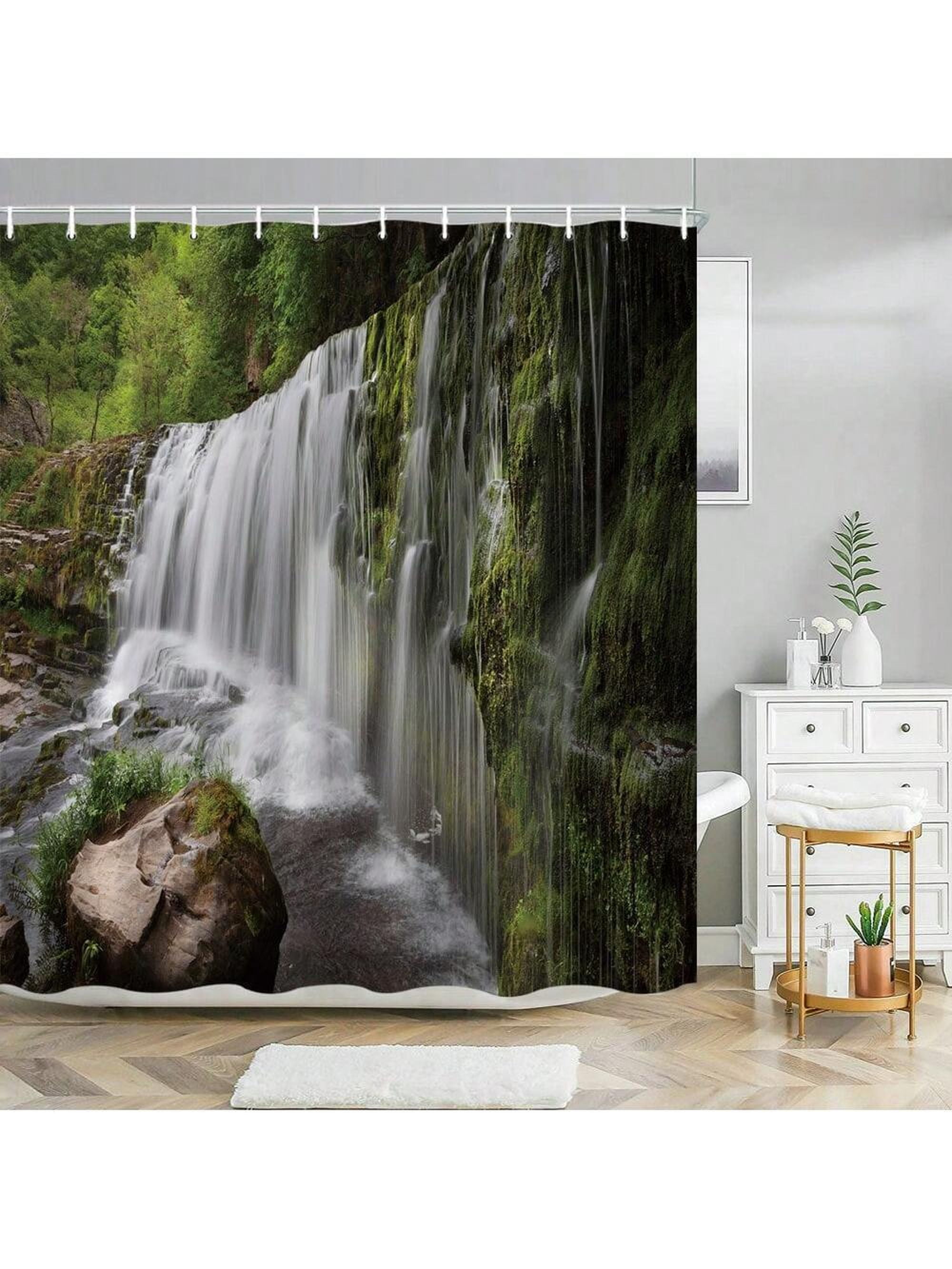 1pc Landscape Scenery Shower Curtain Waterfalls Natural Scenery ...