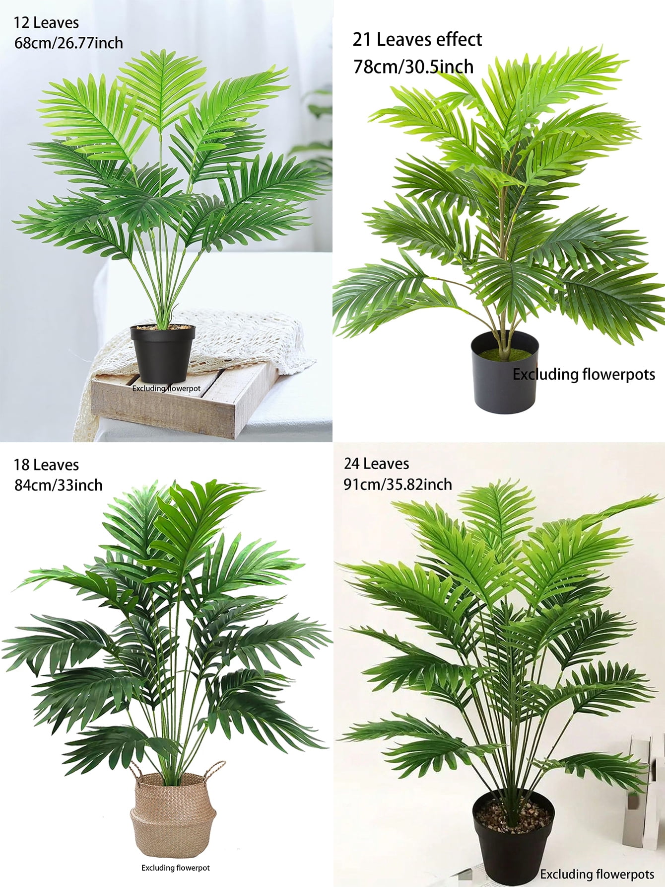 1pc Large Artificial Areca Palm Plant In Pot Plant Faux Tropical Plants ...