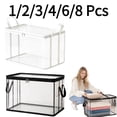 1pc-Large Clear Thick Plastic Storage Box with Hinged Lid, Heavy Duty ...