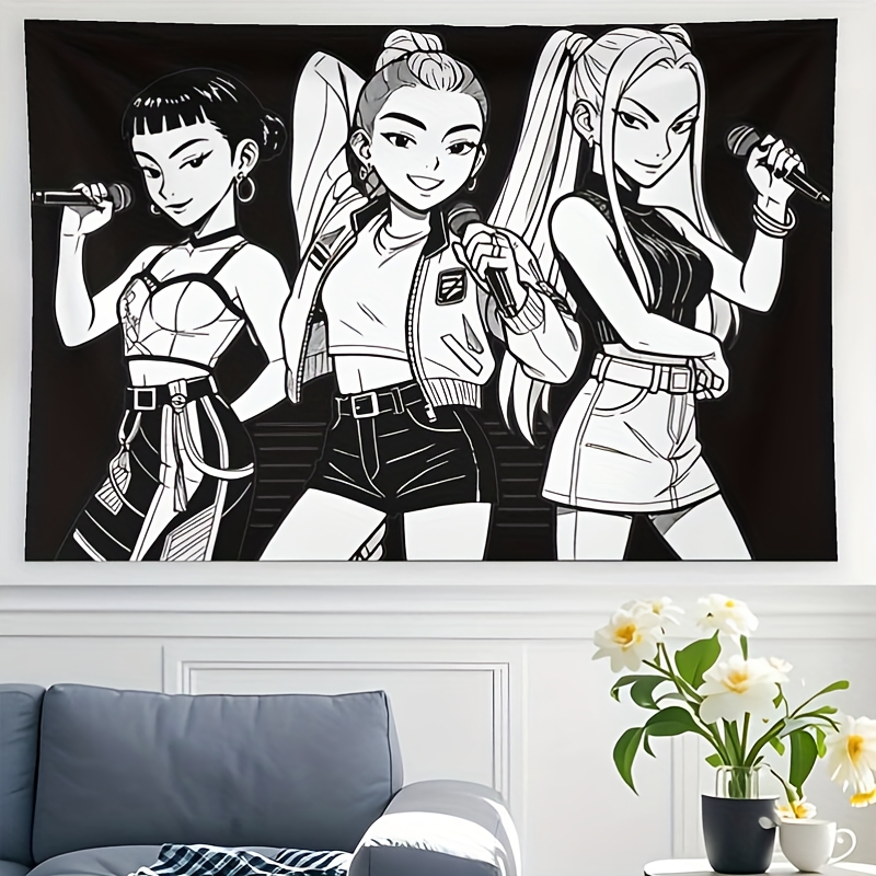 1pc Large K-Pop Girls Group Performance Tapestry - Black Background ...