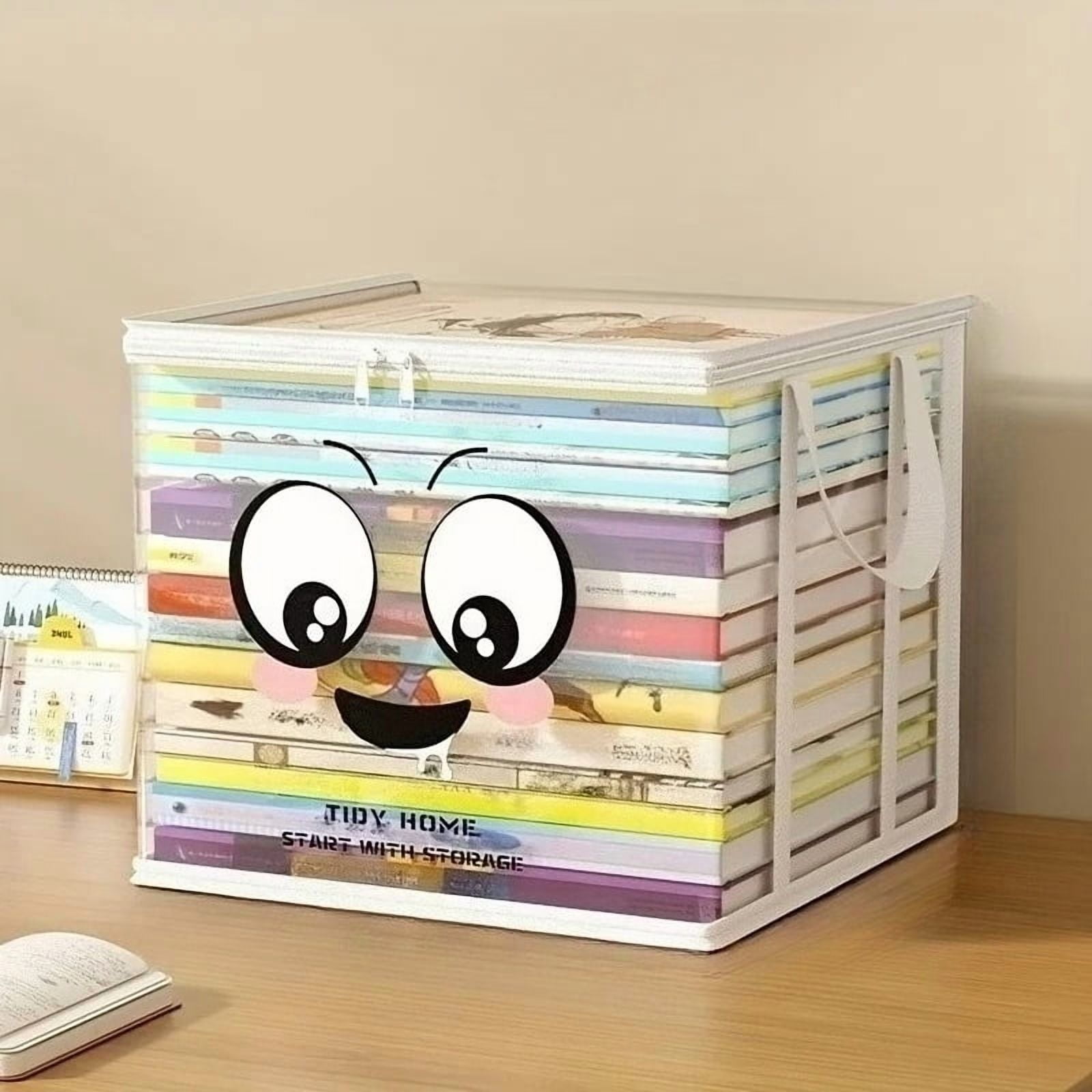 1pc Large Square Storage Box with joyful Face Lid,Black Frame-Heavy ...