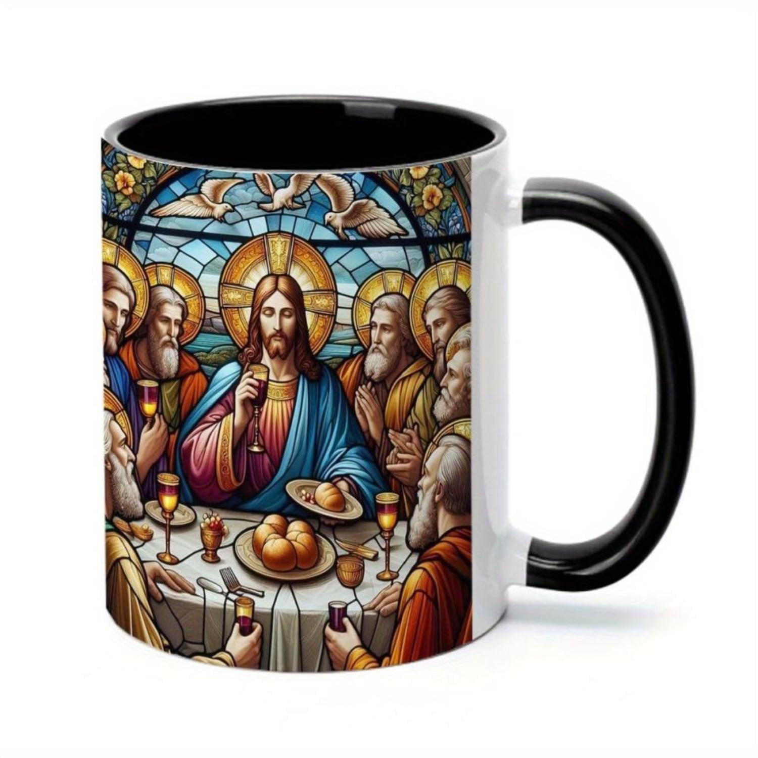 1pc Last Supper 11oz Ceramic Coffee Mug Stained Glass Style Jesus ...