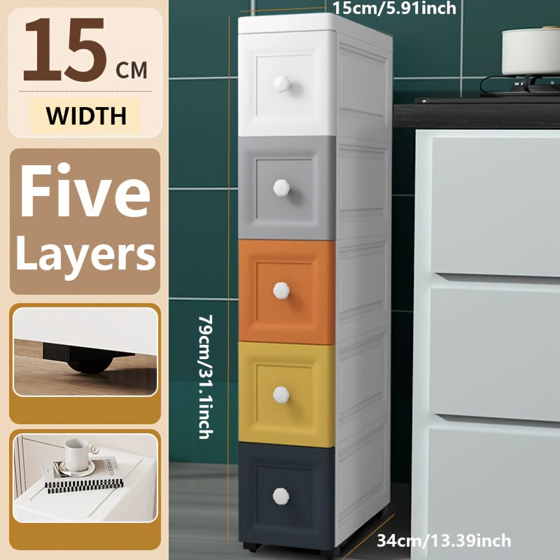 1pc Layered Slimline Gap Big Capacity Bathroom Storage Cabinet ...