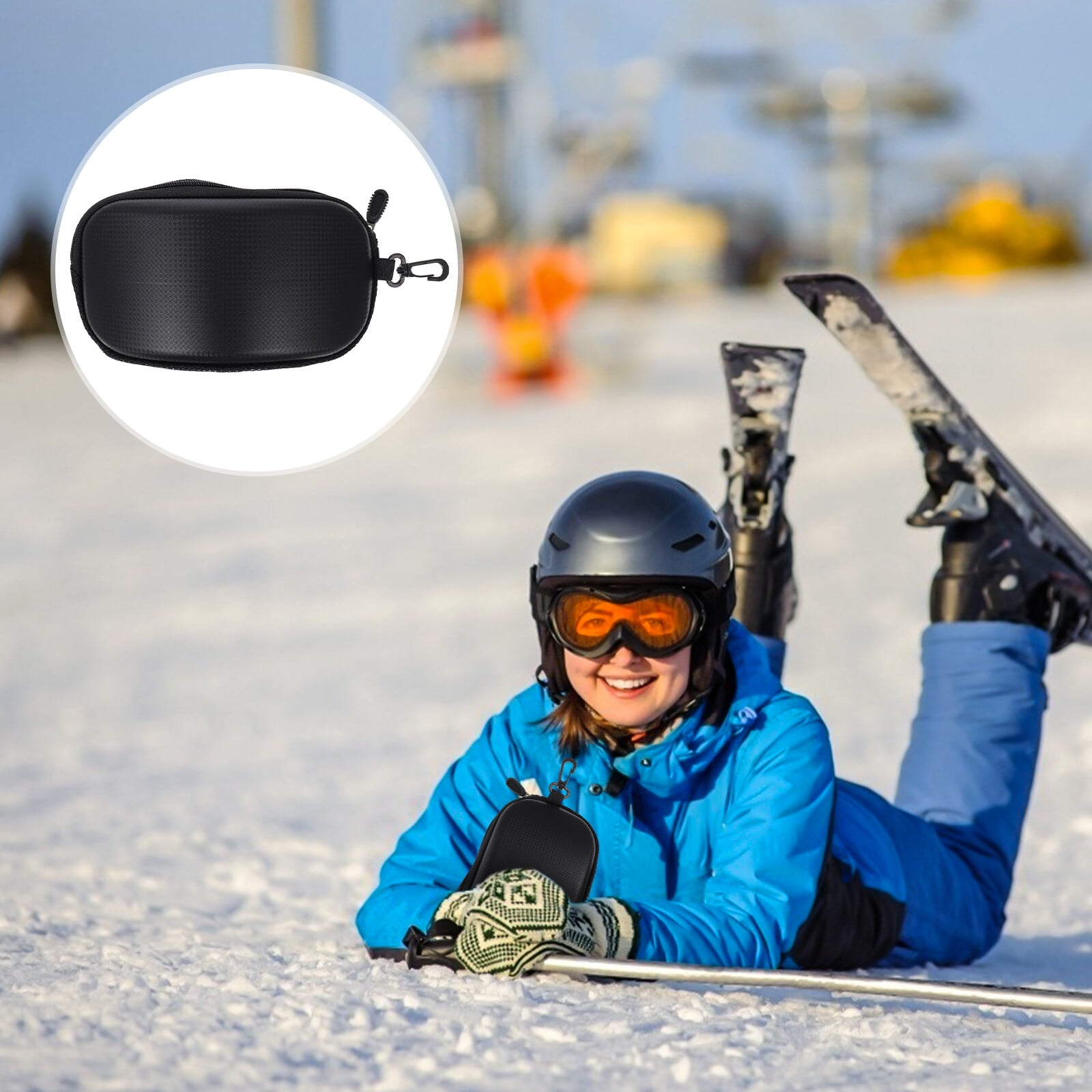 1pc Leather Goggles Storage Case Ski Goggles and Snow Goggles Storage ...