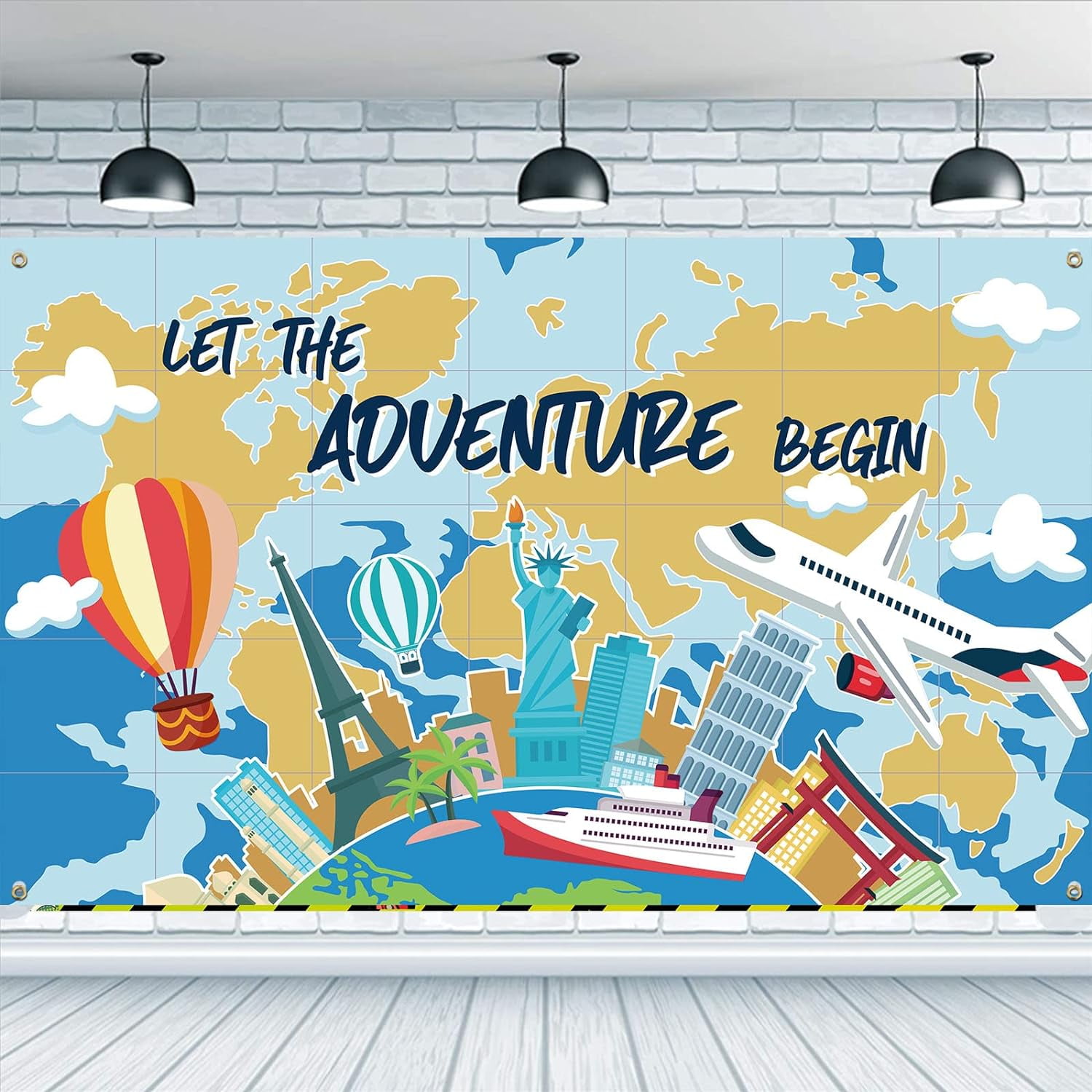 1pc Let The Adventure Begin Backdrop 6x3.6ft Travel Themed Photography ...