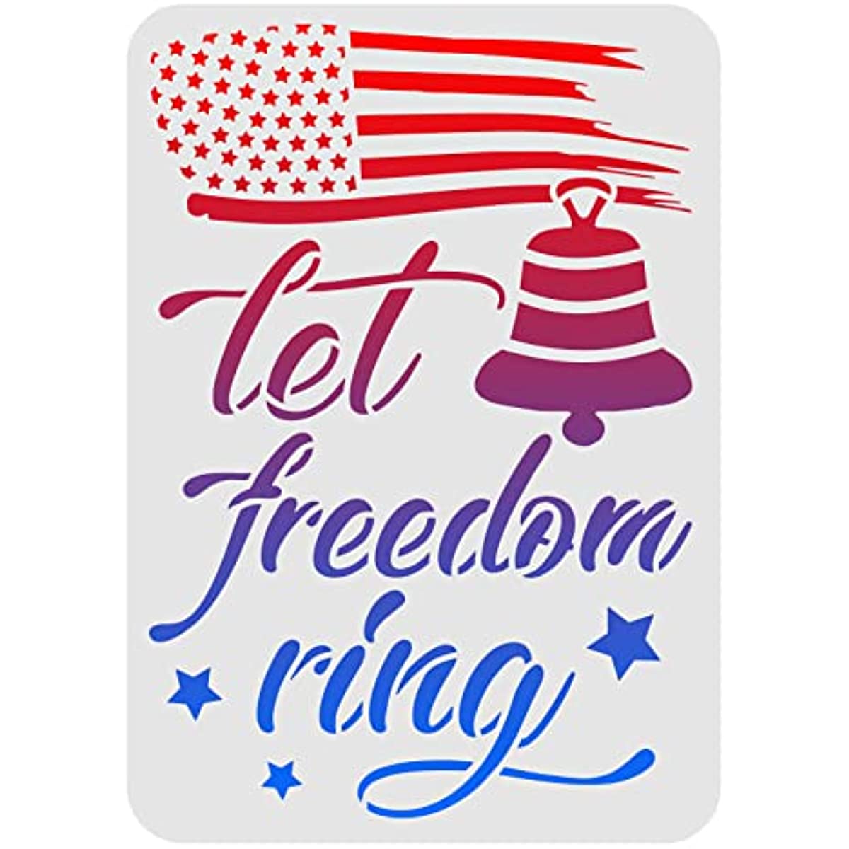 1pc Let Freedom Ring Stencils 11.7x8.3 inch Plastic Independence Day ...