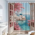 1pc a Lifelike Shower Curtain Depicting a Greek Island Scene Featuring ...