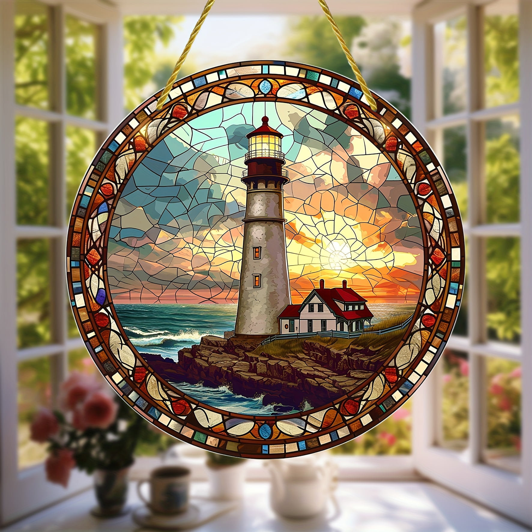 1pc, Lighthouse Suncatcher, Stained Window Hanging, Acrylic Sign, gifts ...