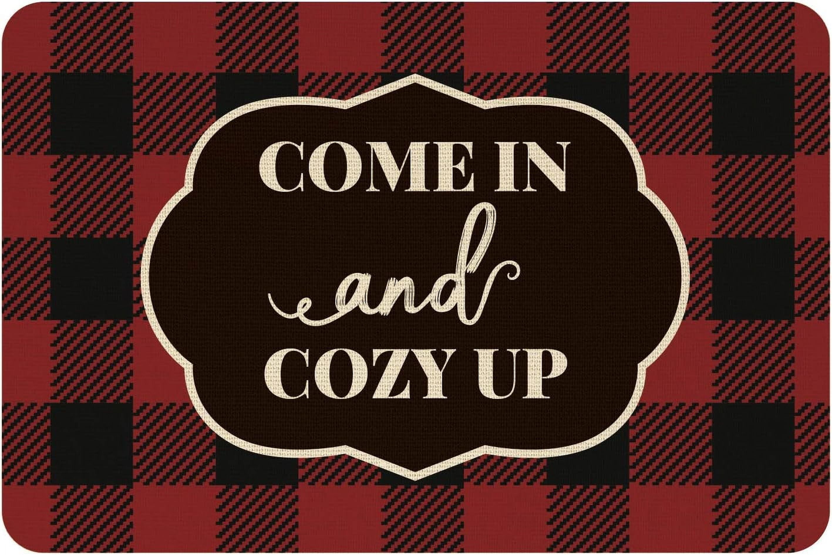 1pc Linen Polyester and Rubber Ground Mat Rectangle with Word COME IN ...