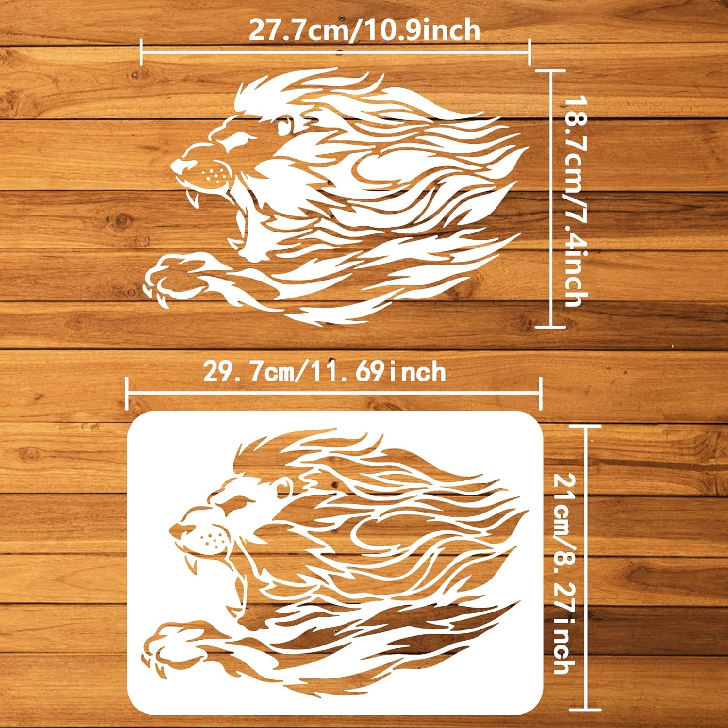 1pc Lion Head Stencil Template 8.3x11.7 inch Lion Stencil Template Plastic Lion Fire Head ...