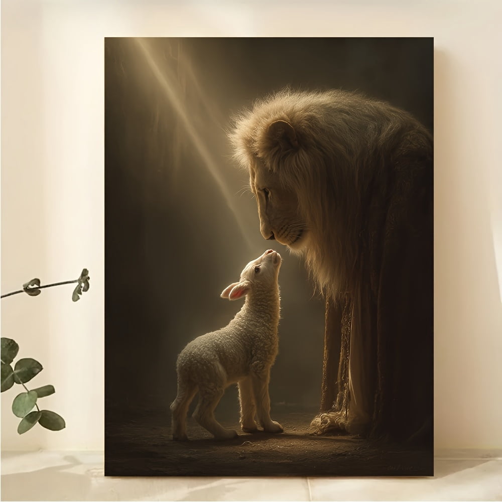 1pc Lion and Lamb Verse Wall Art - Jesus Christ & Lion of Judah ...