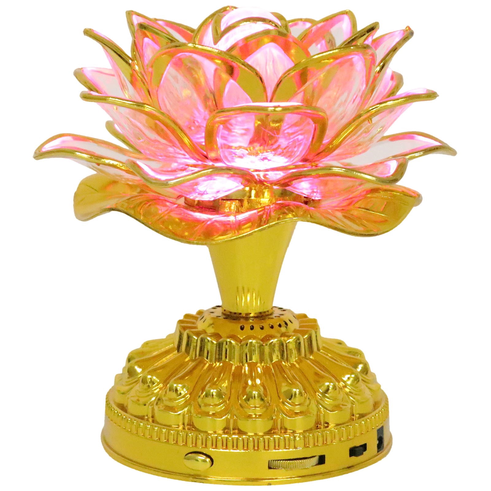 FELTECHELECTR 1Pcs Golden Lotus Shaped Lamp for Buddhist Songs Playback ...