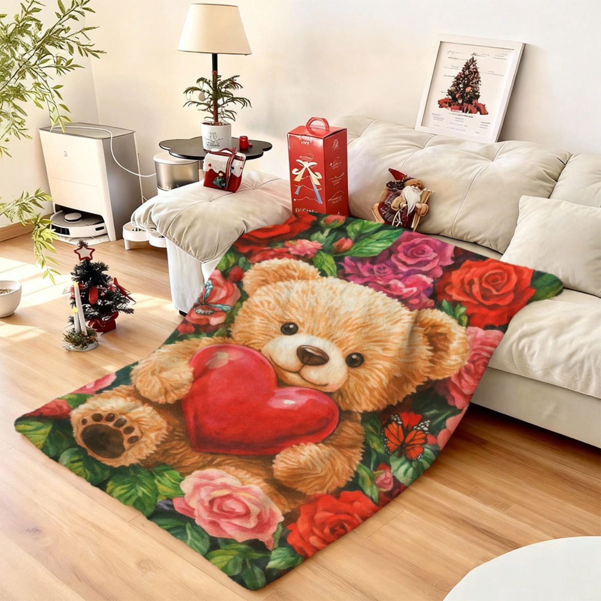1pc Love Bear Palace Flannel Throw Blanket | Lightweight Soft Warm All ...