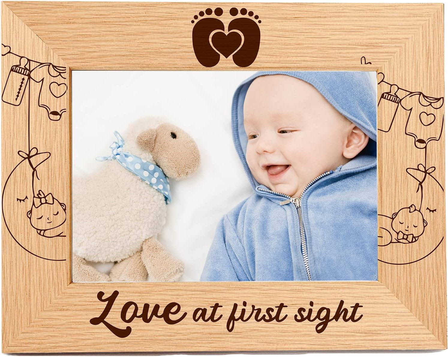 1pc Love at First Sight Frame Engraved Natural Wood Picture Frame Solid ...