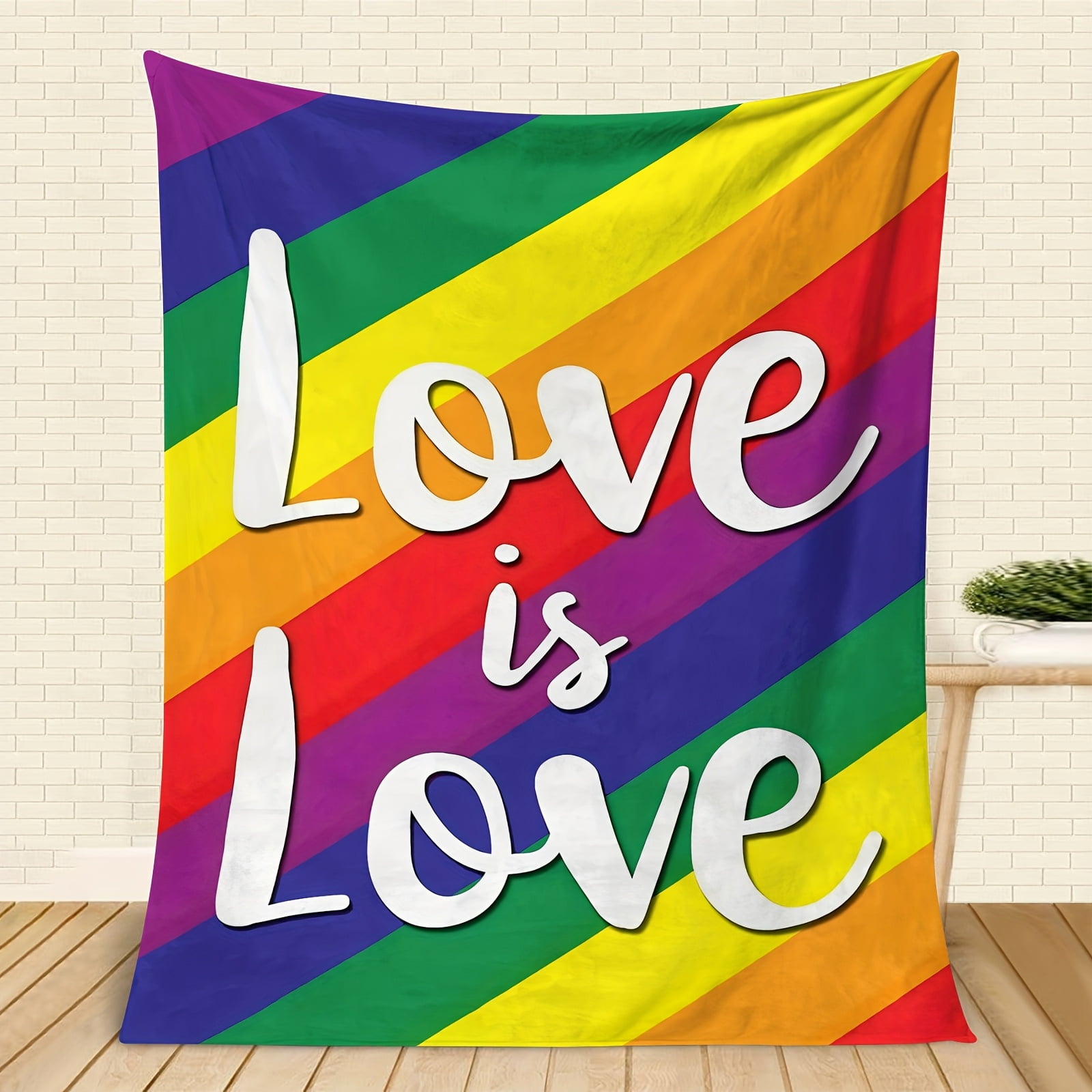 1pc "Love is Love" Rainbow Pride Flannel Blanket - Soft, Warm, and ...