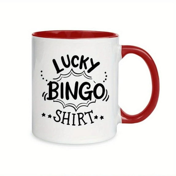 1pc Lucky Bingo Bingo Number 11oz Ceramic Coffee Mug with Bingo Card ...