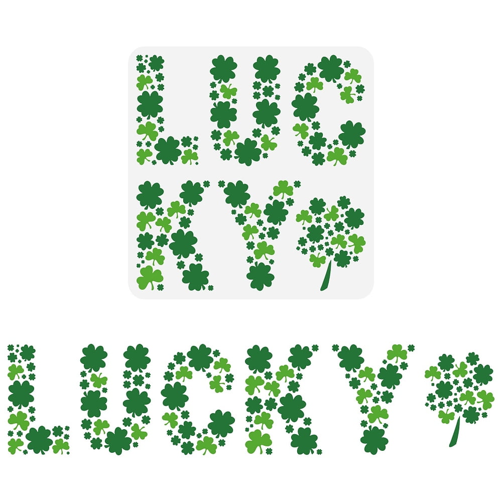1pc Lucky Clover Painting Stencils St. Patrick's Day Word Art Plastic ...