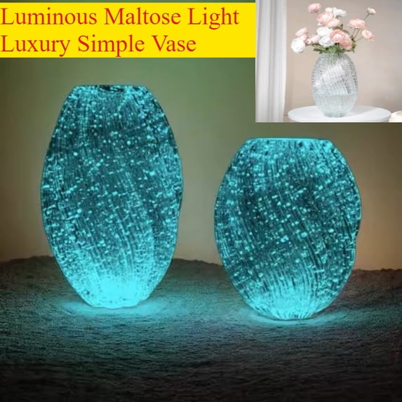 1pc Luminous Maltese Spiral Pattern Glass Vase | Battery-Free Ambient ...