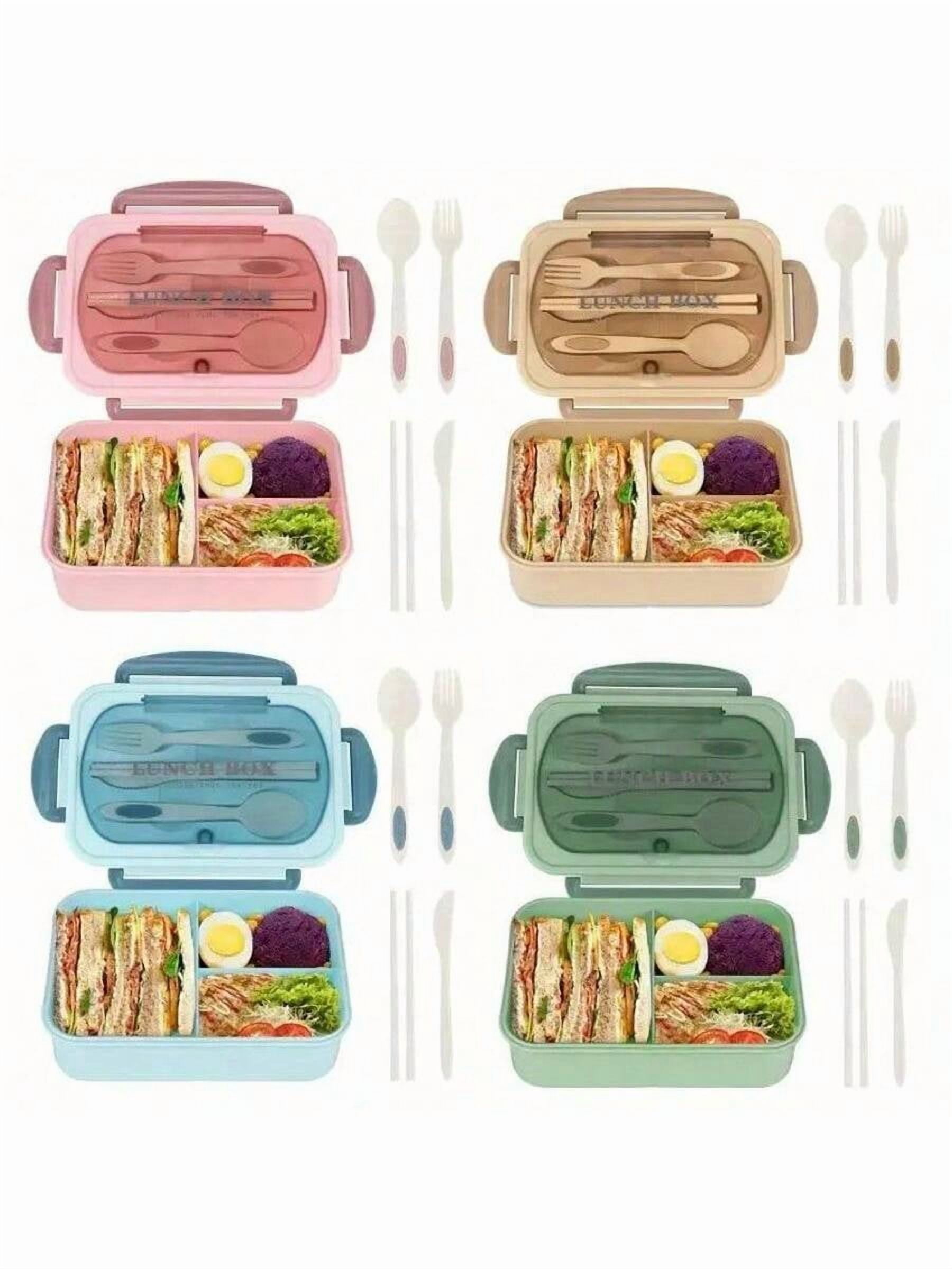 1pc Lunch Box With Utensils, Leak-Proof, Square Shape - Safe To Use In ...
