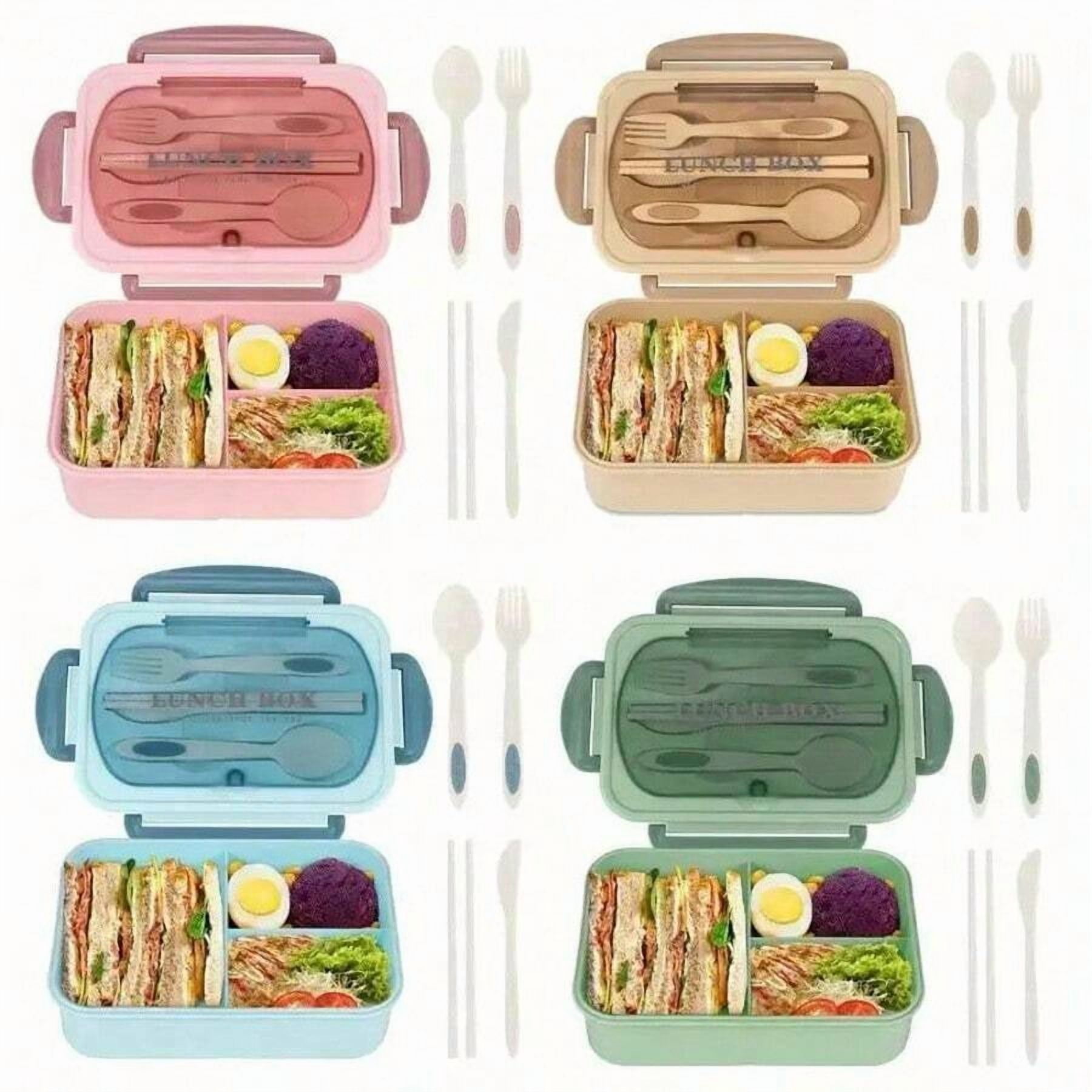 1pc Lunch Box With Utensils, Leak-Proof, Square Shape - Safe To Use In ...
