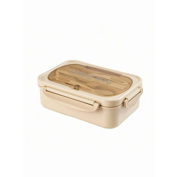 1pc Lunch Box With Utensils, Leak-Proof, Square Shape - To Use In ...