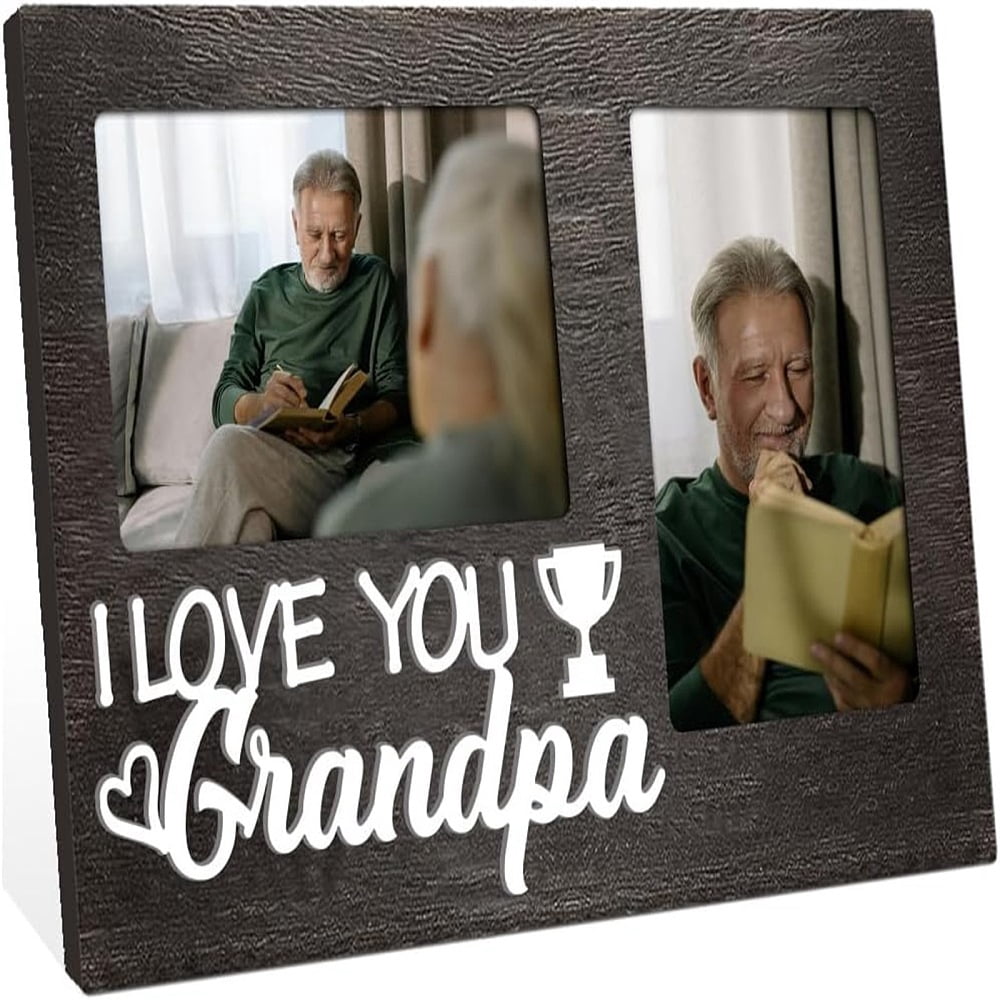 1pc MDF Double Photo Frames Display Photo Frame Rectangle with Word ...
