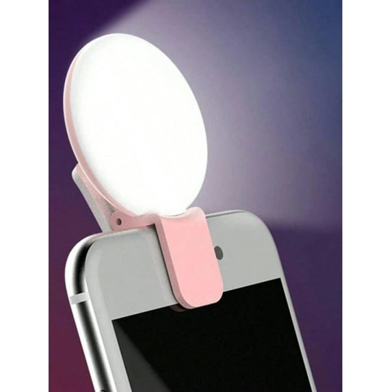1pc MINI Portable LED Selfie Light, USB Rechargeable Clip-On Ring Lamp With Adjustable 3-Level ...