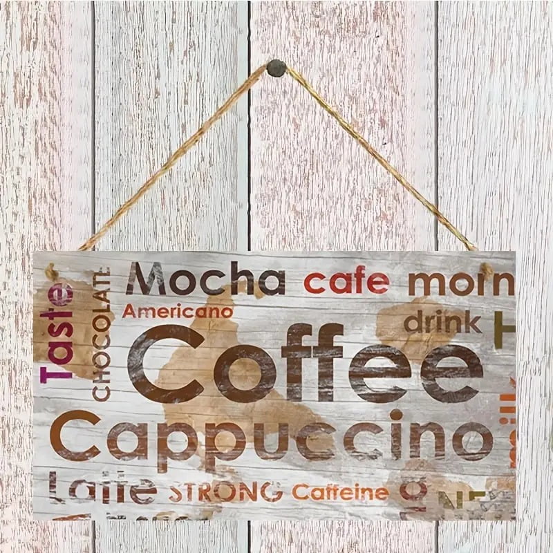 1pc "MOCHA Cafe Moin Coffee Cappuccino" Wooden Door Hanger Sign ...