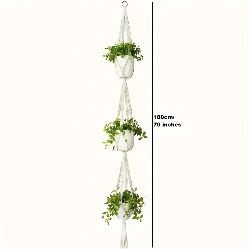 1pc, Macrame Double Plant Pendant Indoor Outdoor, 2 Tier/3Tier Hanging ...